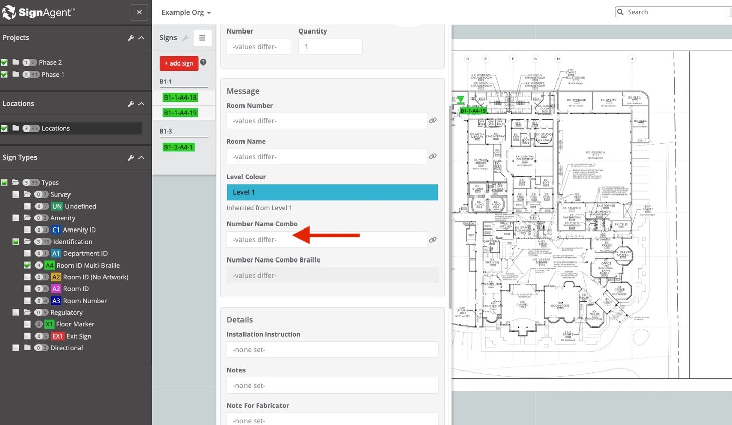 Combined Braille Sign Types