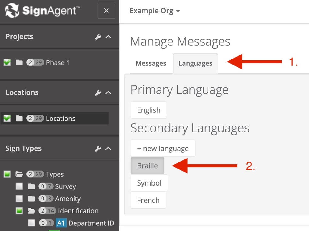 Combined Braille Sign Types