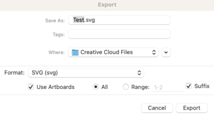 SVG Export Settings