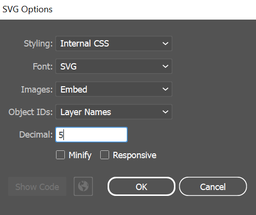 SVG Export Settings